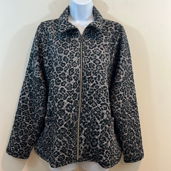 Ruby Rd. | Jackets & Coats | Ruby Rd Grey Black Leopard Print Light ...